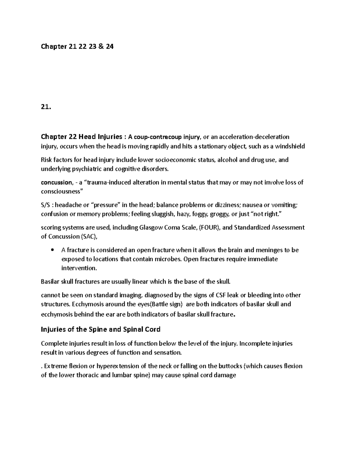 Chapter 21 22 23 - notes - Chapter 21 22 23 & 24 21. Chapter 22 Head ...