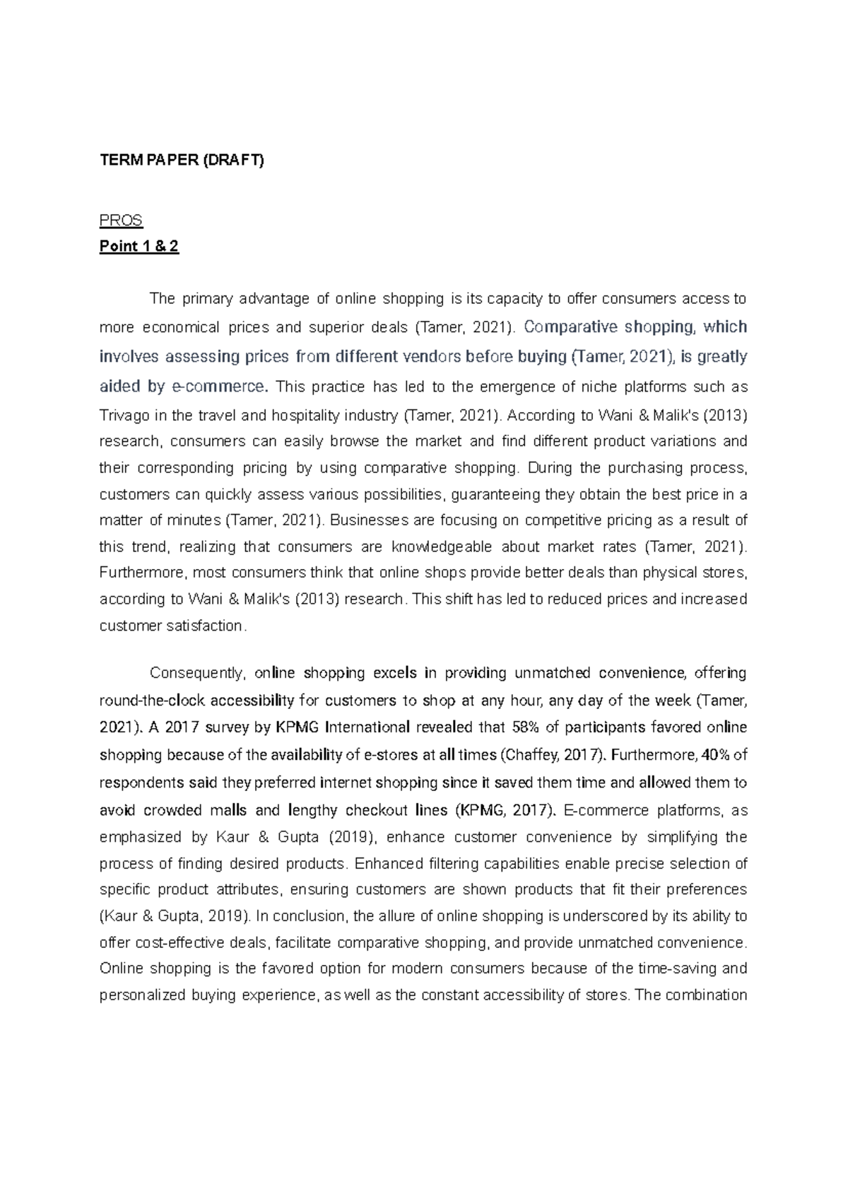 TERM Paper assignment - TERM PAPER (DRAFT) PROS Point 1 & 2 The primary ...