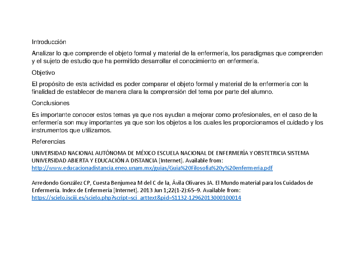 Cuadro comparativo del objeto formal y material - Introducción Analizar ...