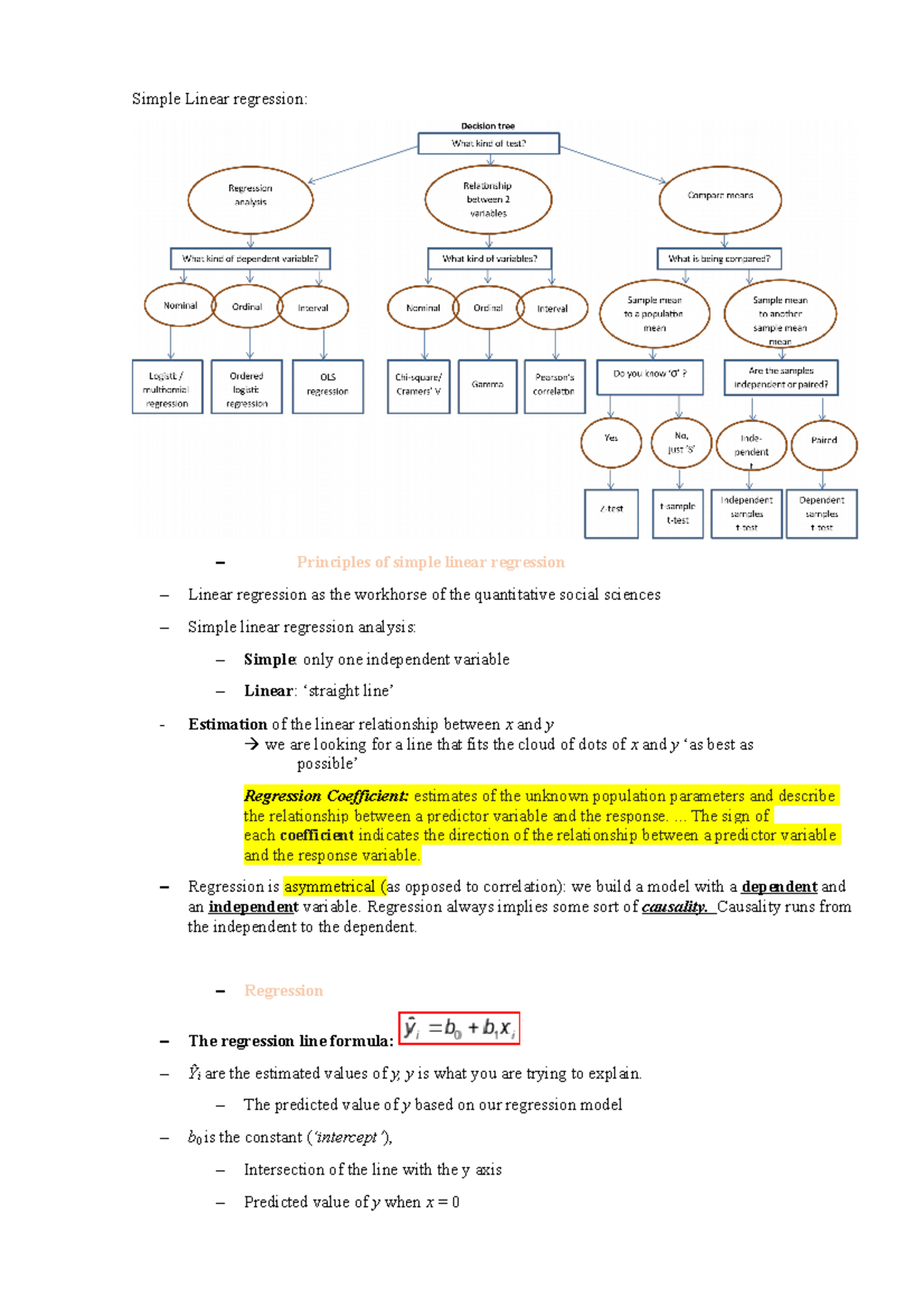 Lecture Notes - College-aantekeningen 1 - Simple Linear regression ...