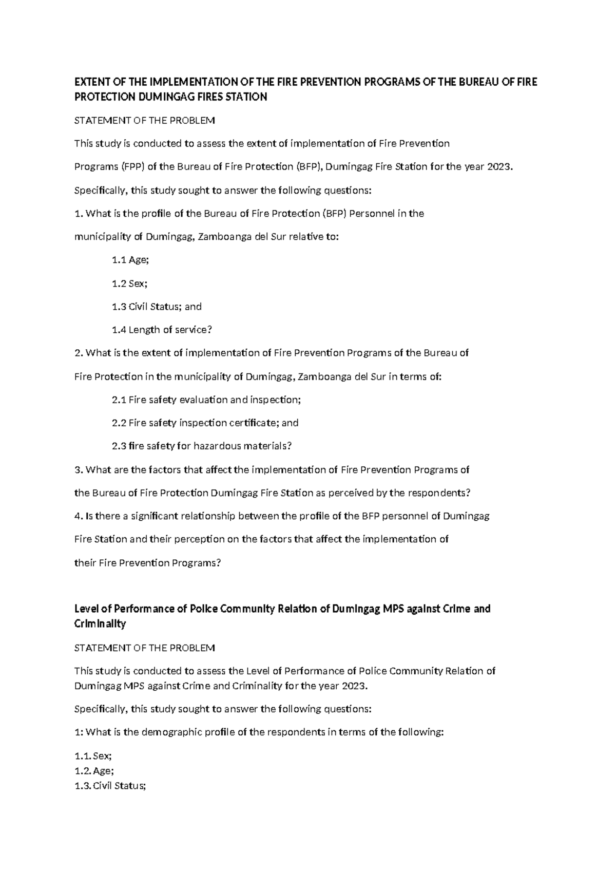 SOP - SOP - EXTENT OF THE IMPLEMENTATION OF THE FIRE PREVENTION ...