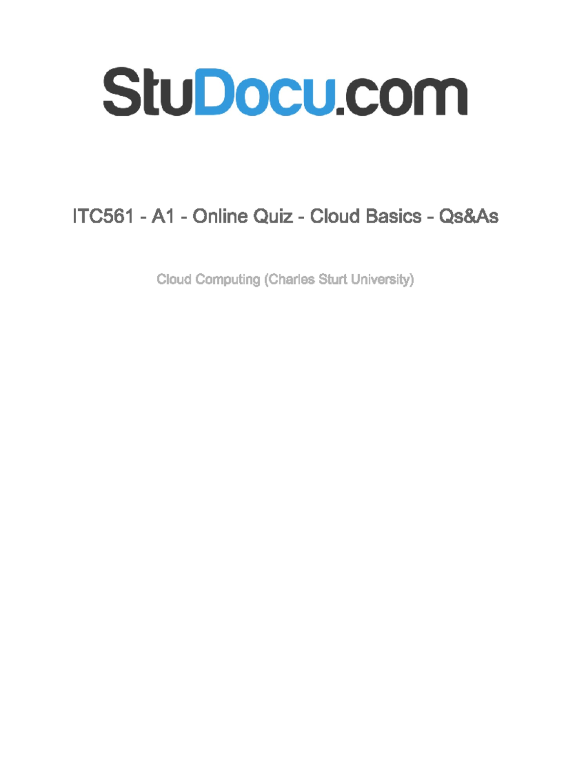 Online quiz - ITC561 - Studocu