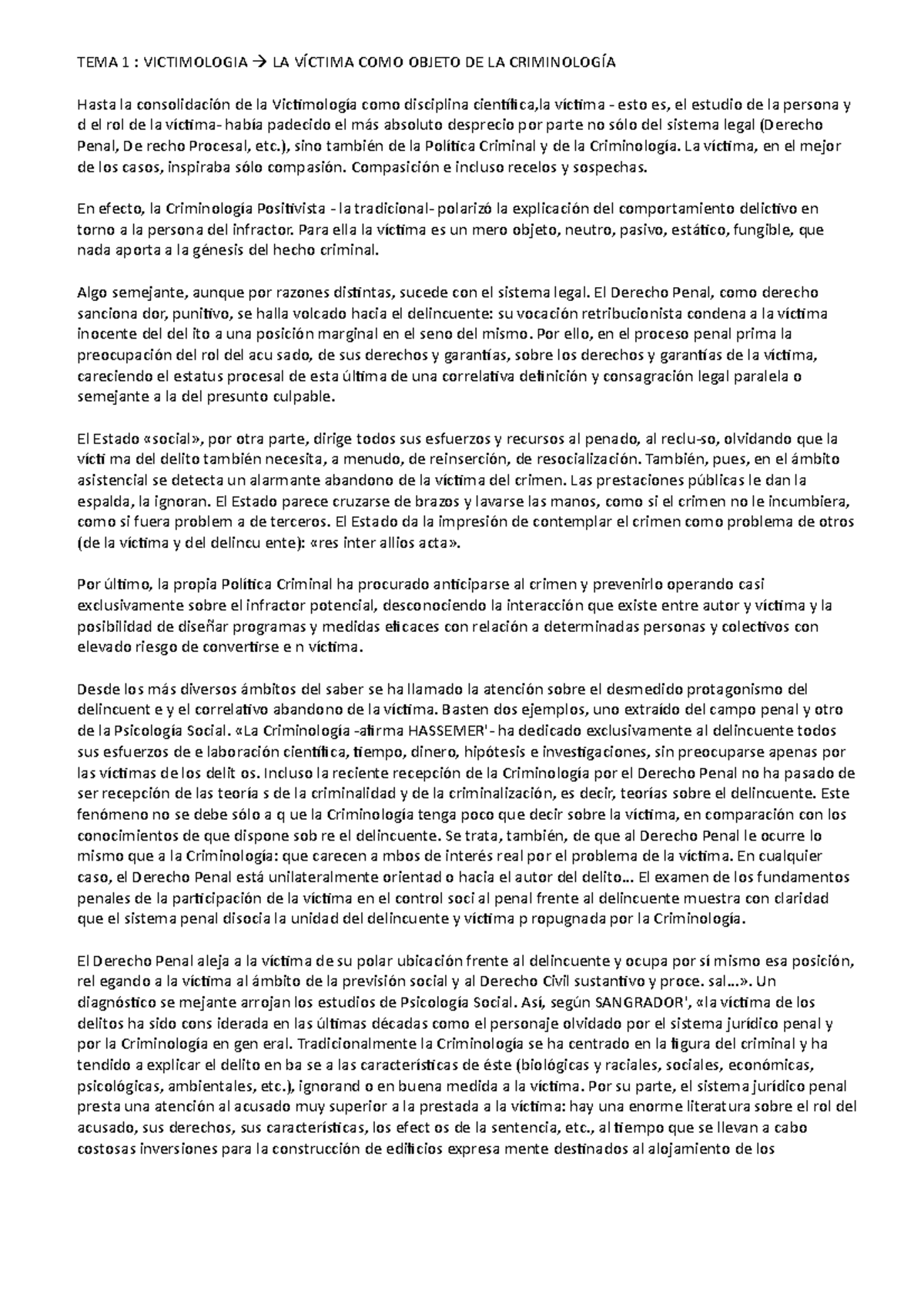 TEMA 1 Victimologia Manual - TEMA 1 : VICTIMOLOGIA LA VÍCTIMA COMO ...