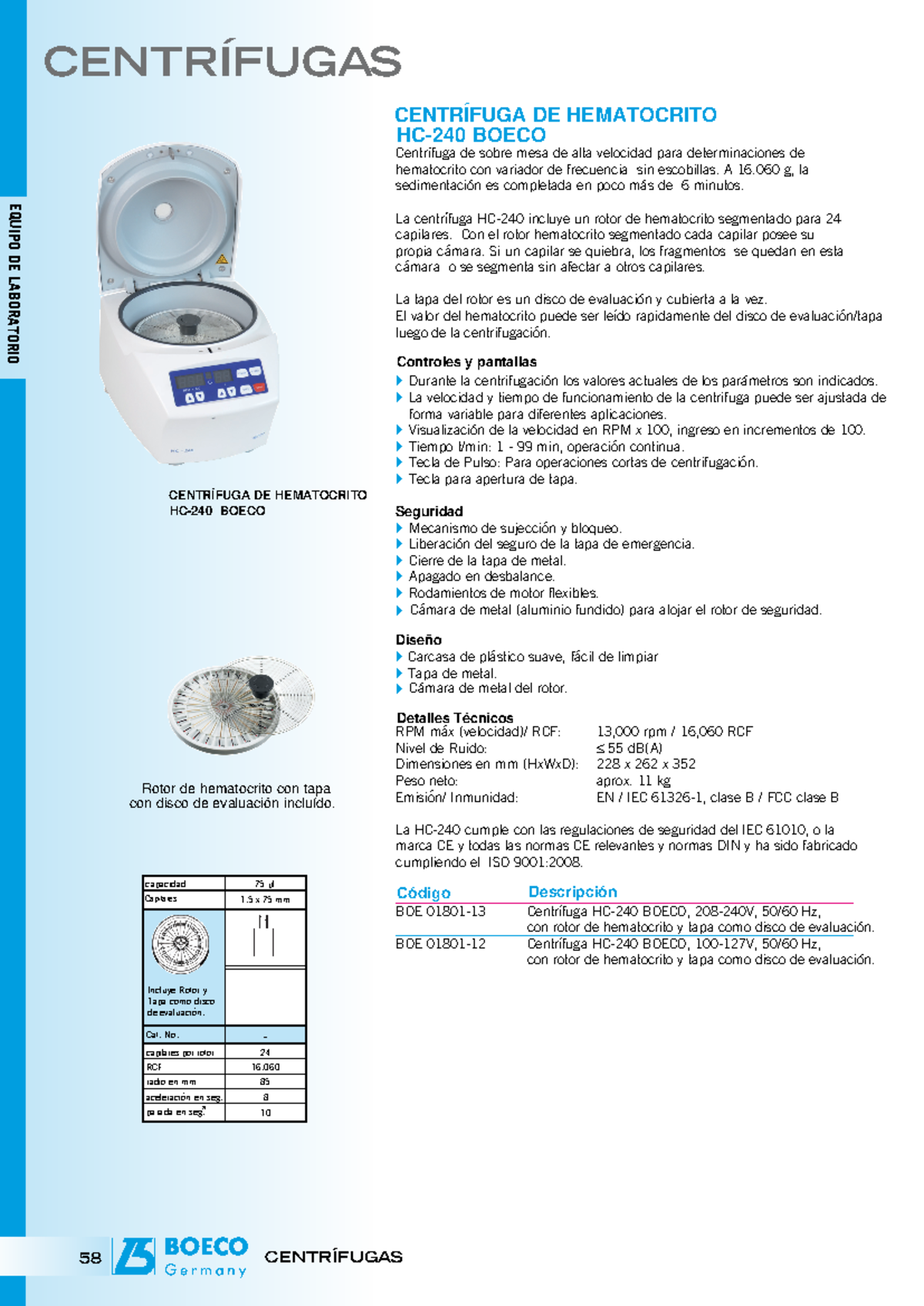 Boeco HC-240 - vvvvv - 58 cEntrifugas cEntrifugas CENTRIFUGA DE ...