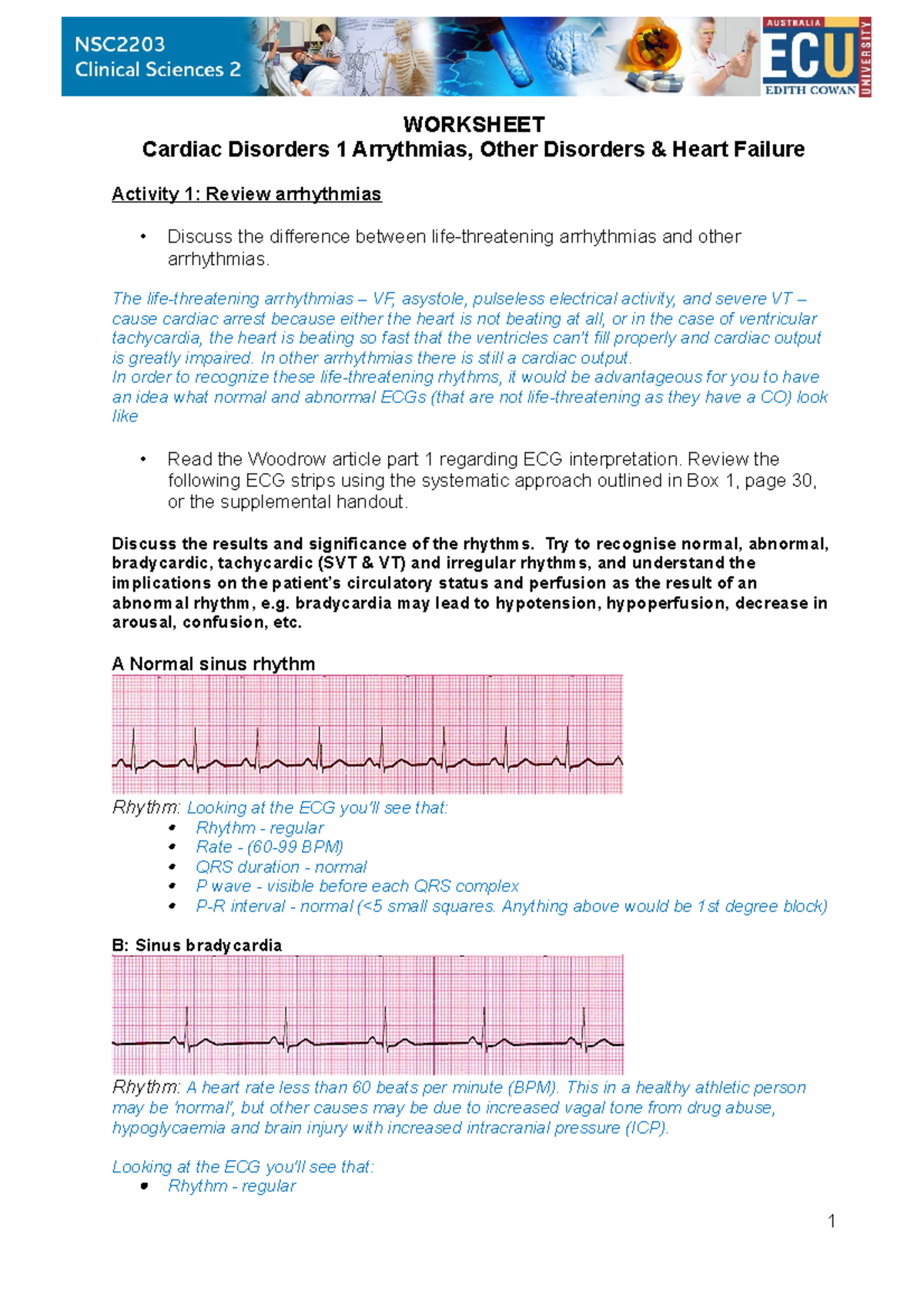 Week 4 Cardiac Disorders Part 2 Worksheet answers-2 - WORKSHEET Cardiac ...