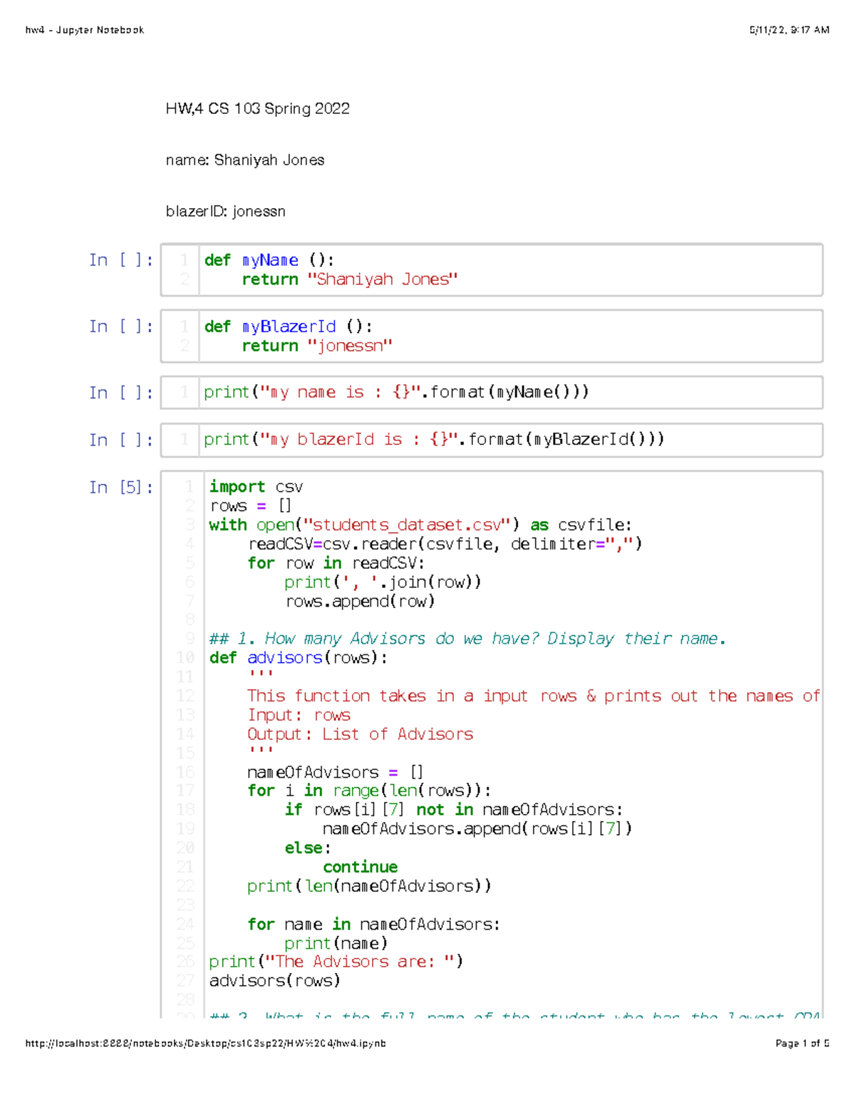 Hw4 - Jupyter Notebook - Homework - HW,4 CS 103 Spring 2022 name ...