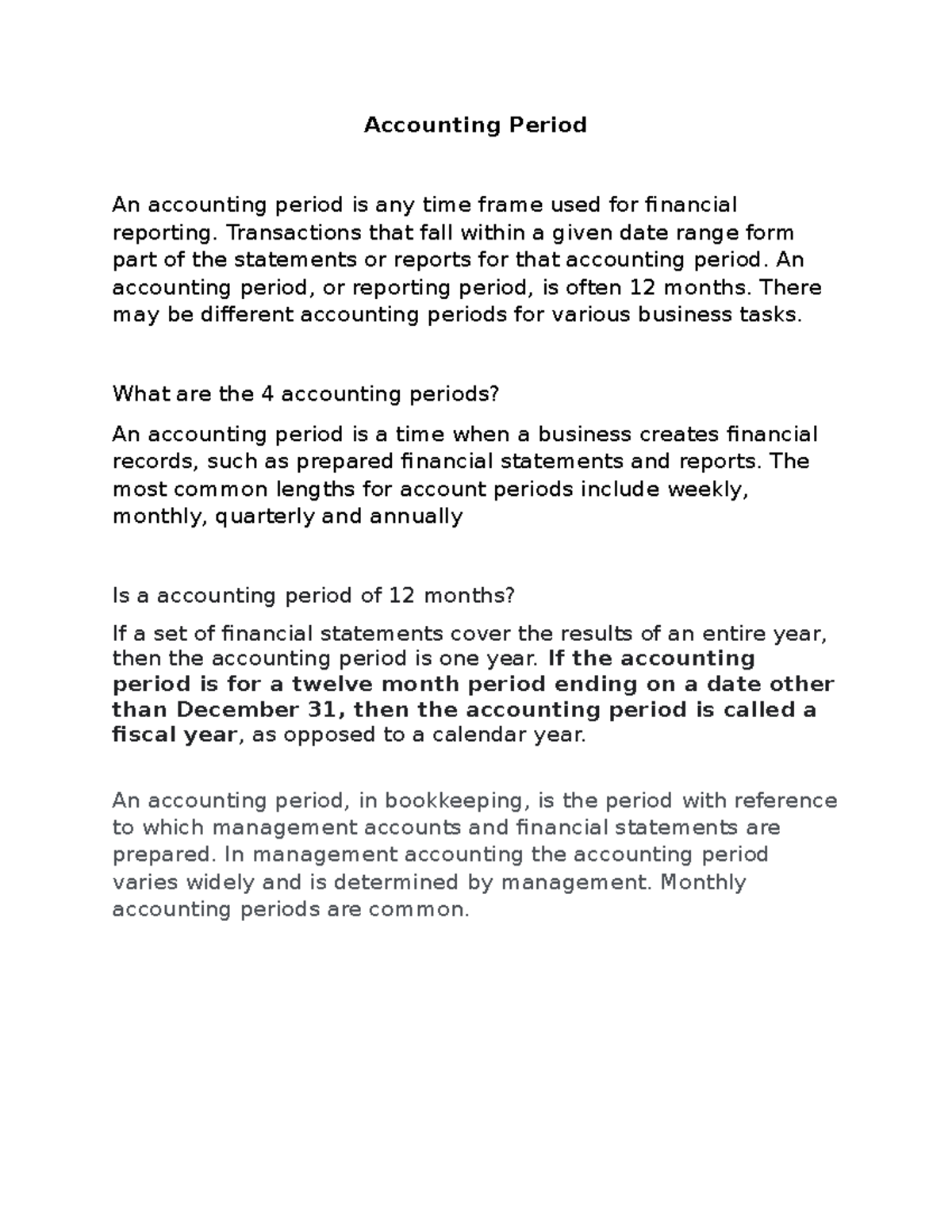 Accounting Period - Transactions that fall within a given date range ...