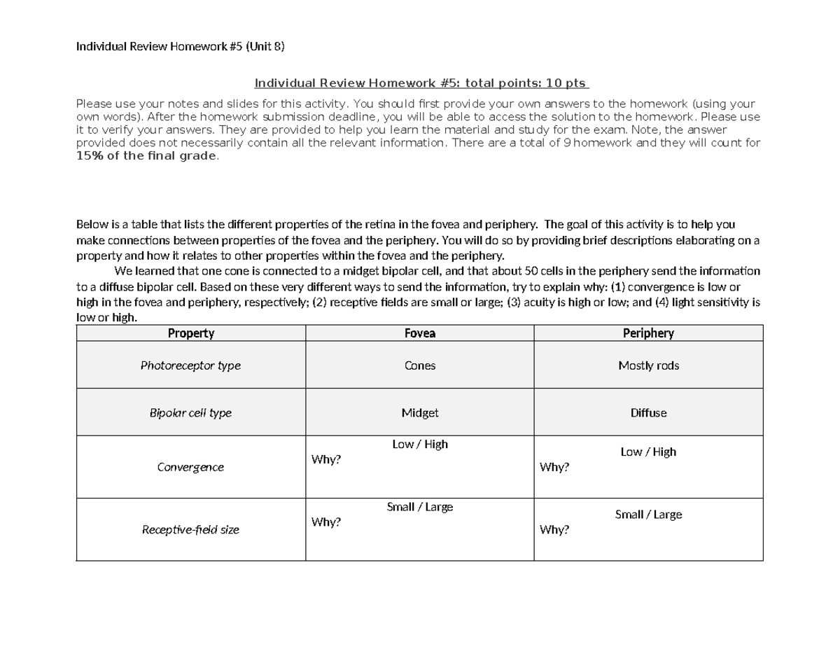 Homework 5 - mnm - Individual Review Homework #5 (Unit 8) Individual ...