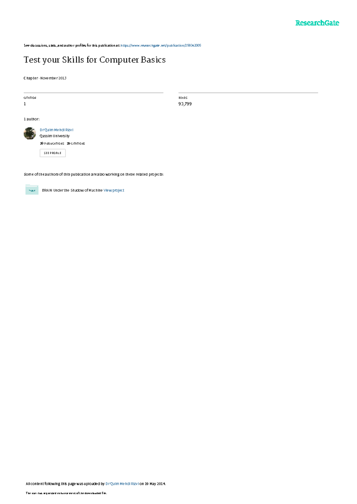 Test your Skills for Computer Basics - See discussions, stats, and ...