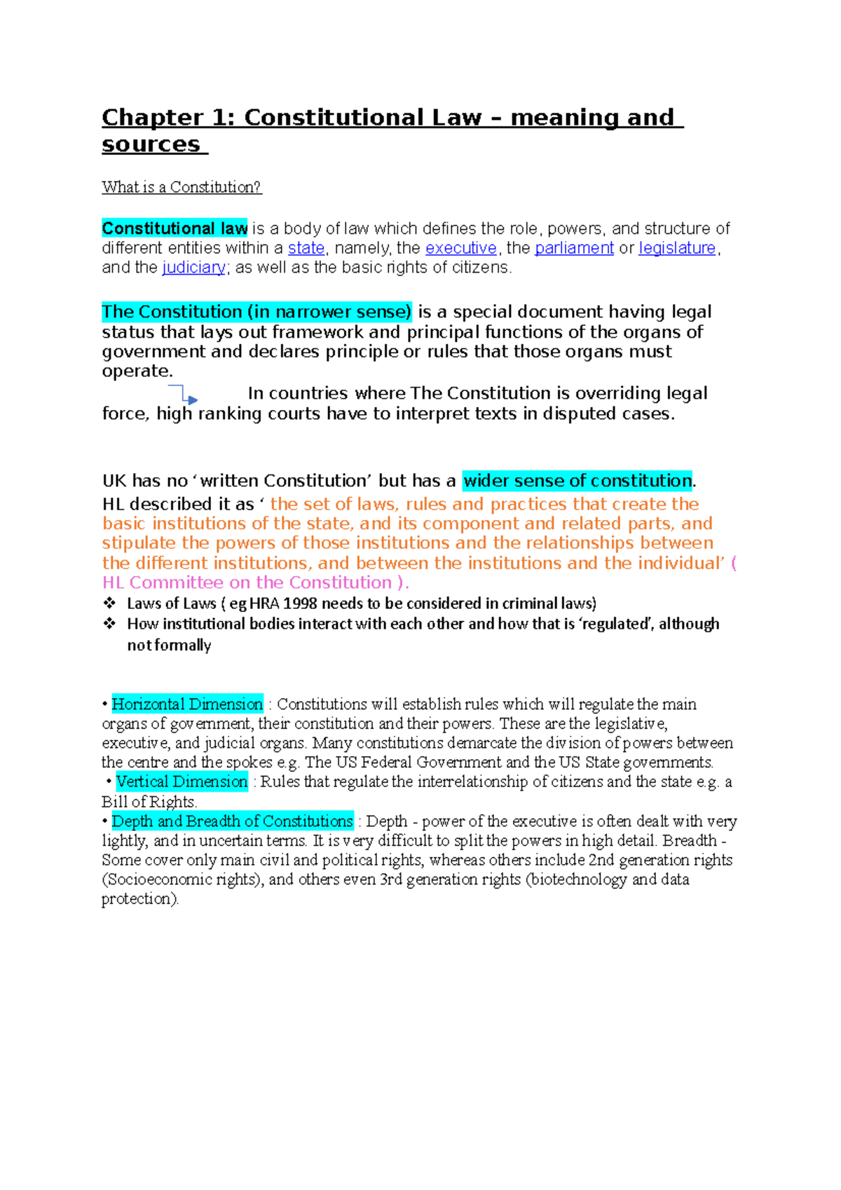 Constitutional Law - Tutorial 1 - Ox - Studocu