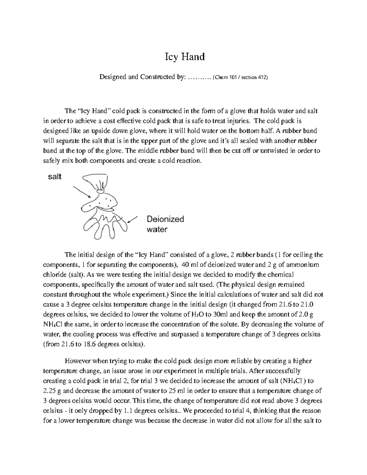 Thermochemistry - Lab - Icy Hand Designed and Constructed by ...