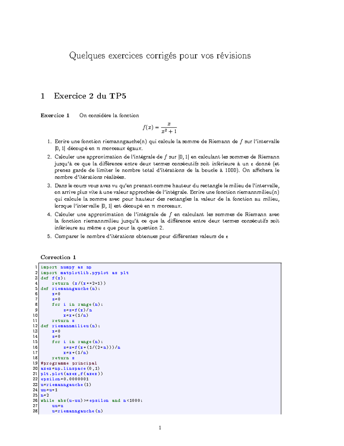 Corrections revisions - Quelques exercices corrigés pour vos révisions ...