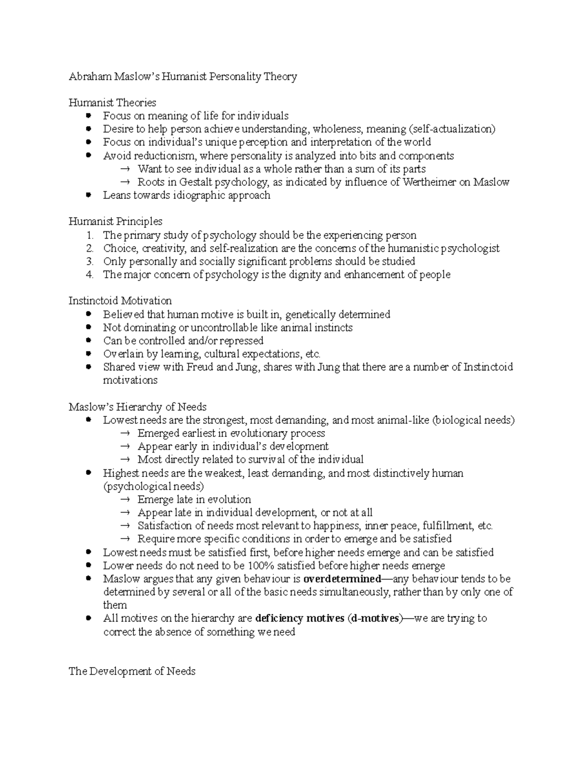 Abraham Maslow’s Humanist Personality Theory - Abraham Humanist ...