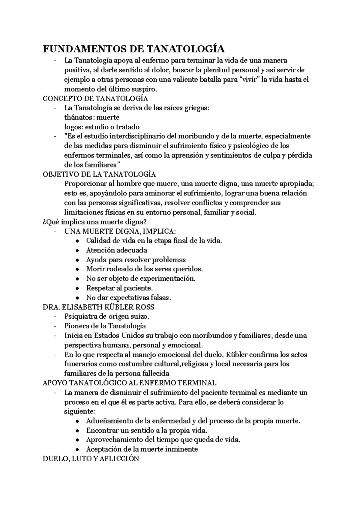 Final tanato - FUNDAMENTOS DE TANATOLOGÕA La TanatologÌa apoya al ...