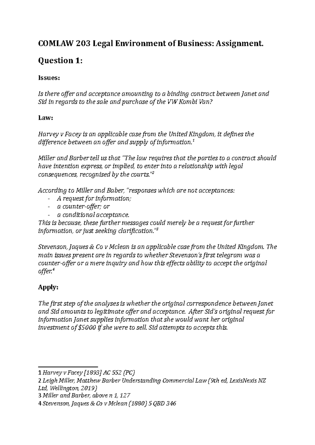 Final - Assignment 1 - COML203 - COMLAW 203 Legal Environment of ...