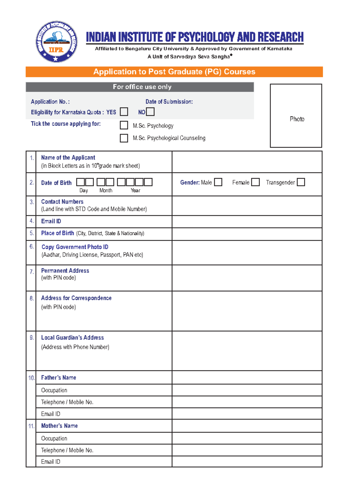 PGApplication Form 21 - I want to do psychology - Application to Post ...