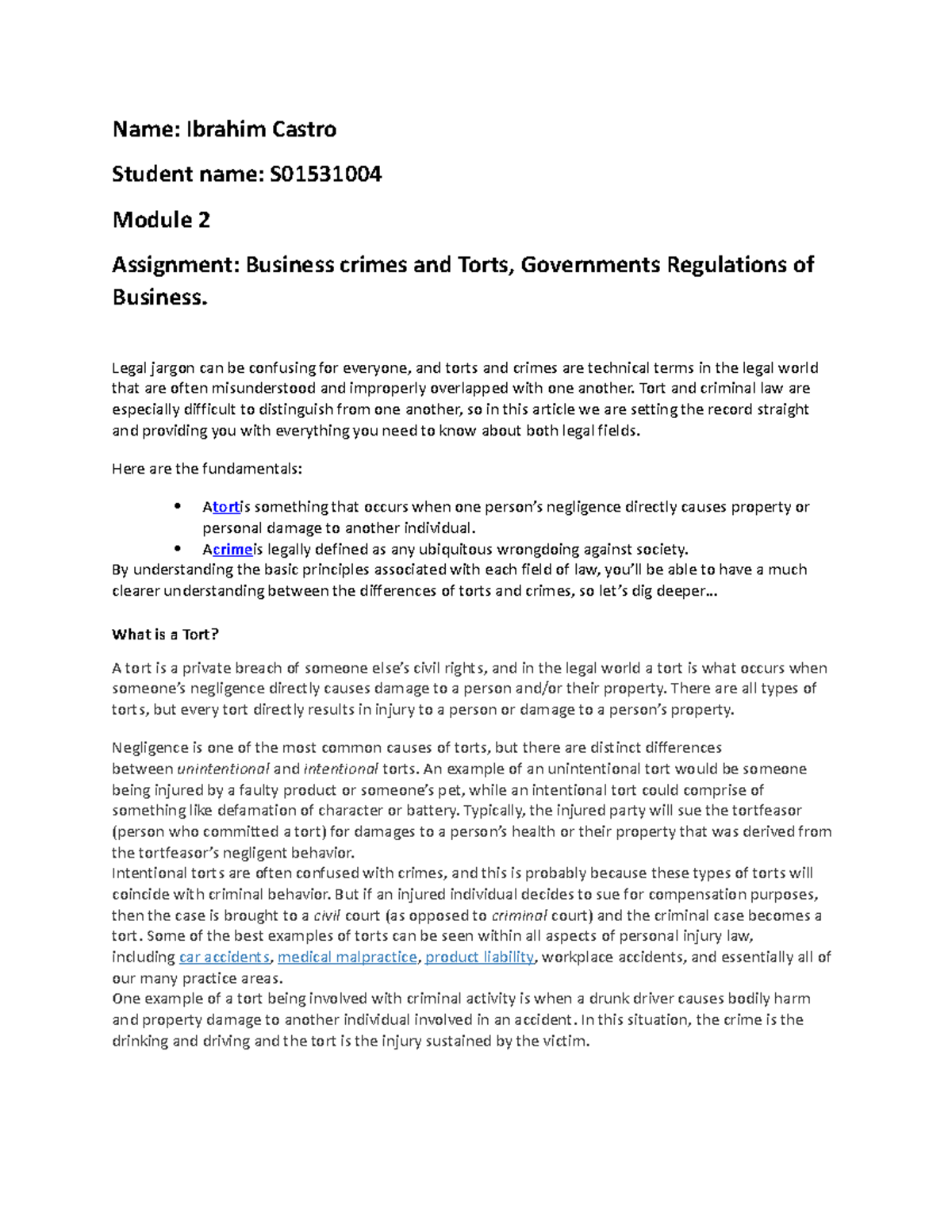 Business crimes and Torts - Legal jargon can be confusing for everyone ...