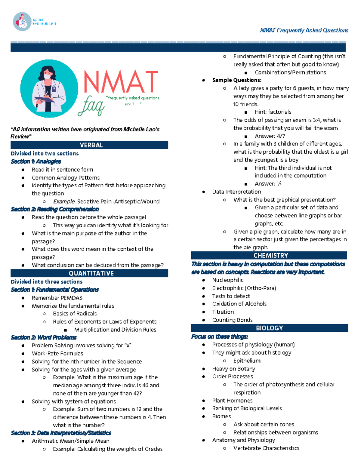Kaifad NMAT FAQ - NMAT Frequently Asked Questions - Studocu