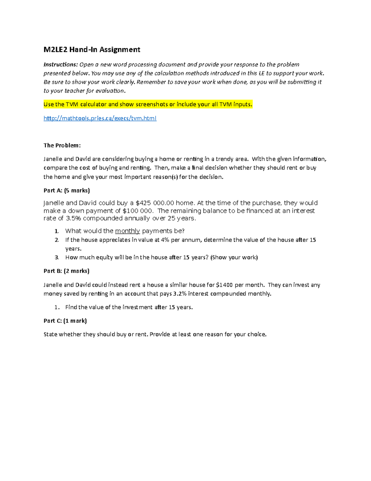 M2LE2 Hand in Assignment - M2LE2 Hand-In Assignment Instructions: Open ...