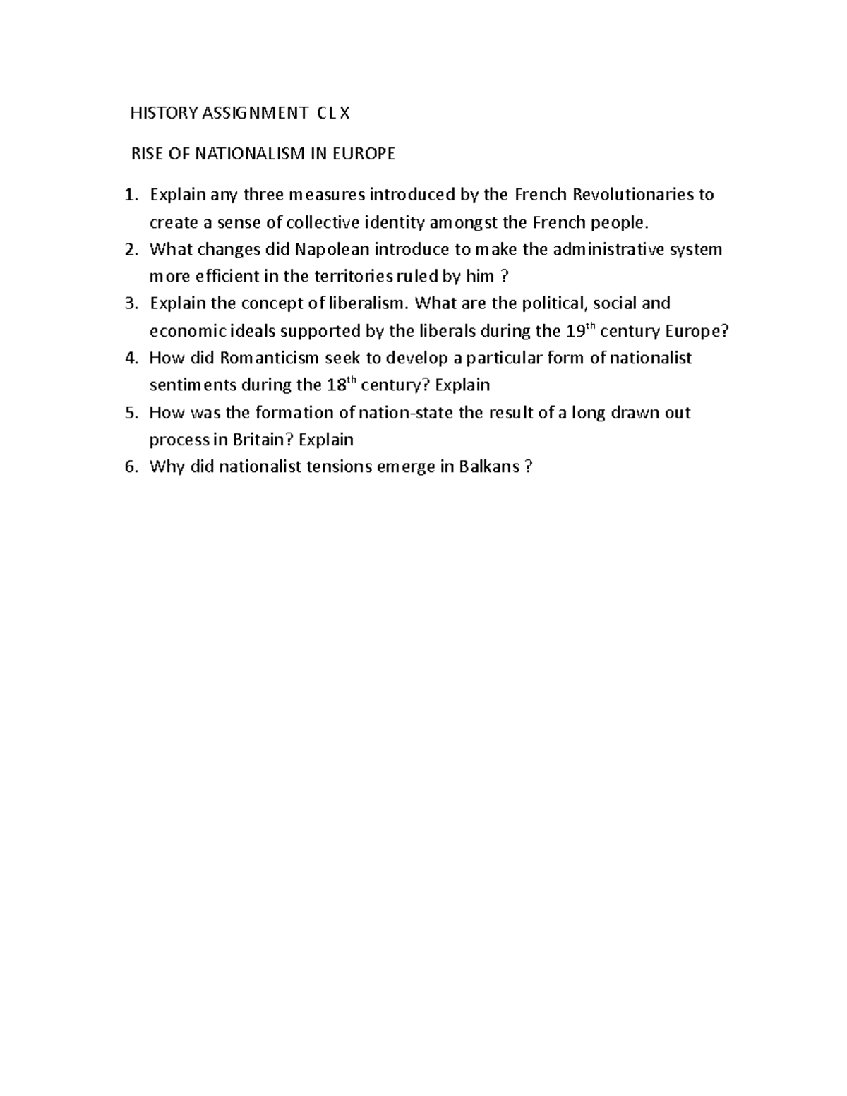 ERP RISE OF Nationalism IN Europe - HISTORY ASSIGNMENT CL X RISE OF ...