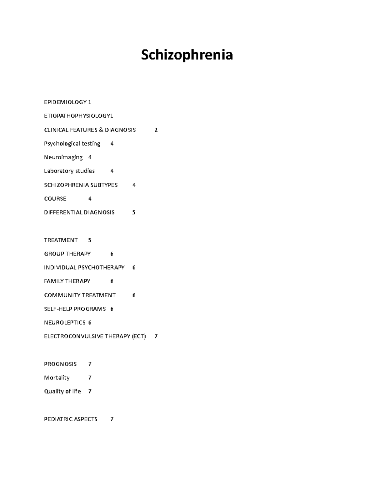 Schizophrenia Notes - Schizophrenia EPIDEMIOLOGY 1ETIOPATHOPHYSIOLOGY ...