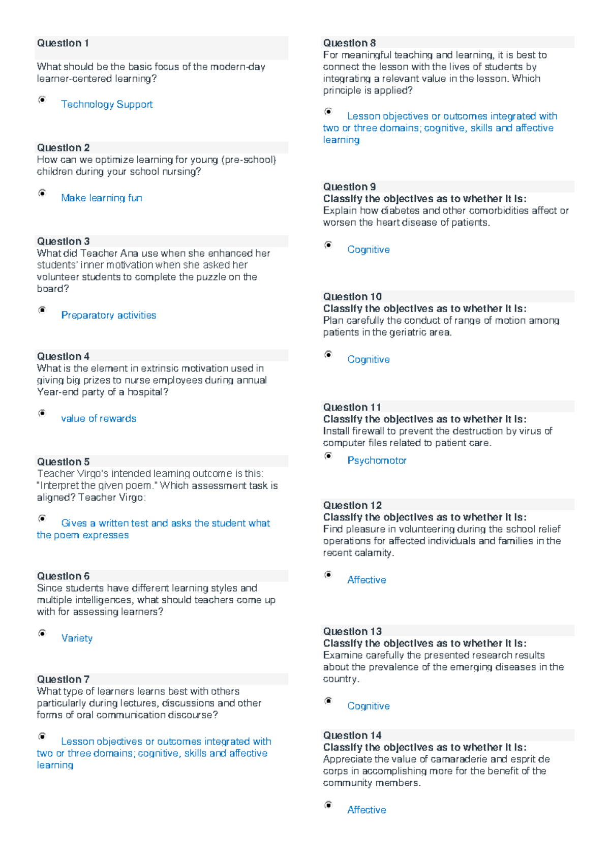 Health Education Reviewers FOR Finals Midterm Coverage - What should be ...