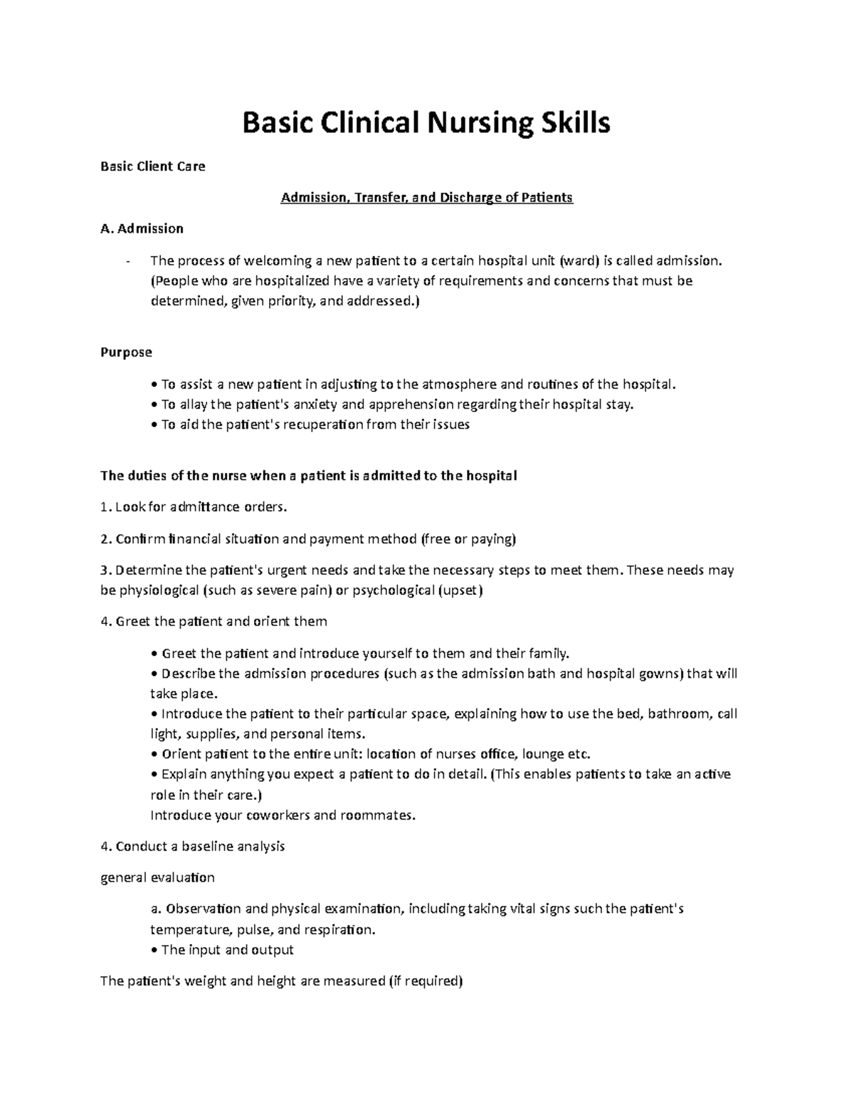 Basic Clinical Nursing Skills 04 - Basic Clinical Nursing Skills Basic ...