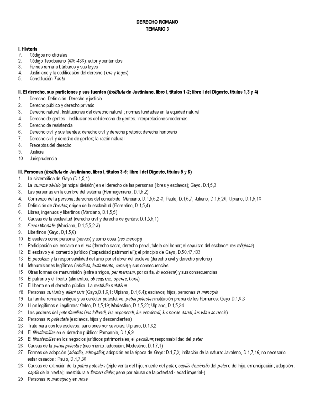 Temario romano 3 2018 - DERECHO ROMANO TEMARIO 3 I. Historia Códigos no ...
