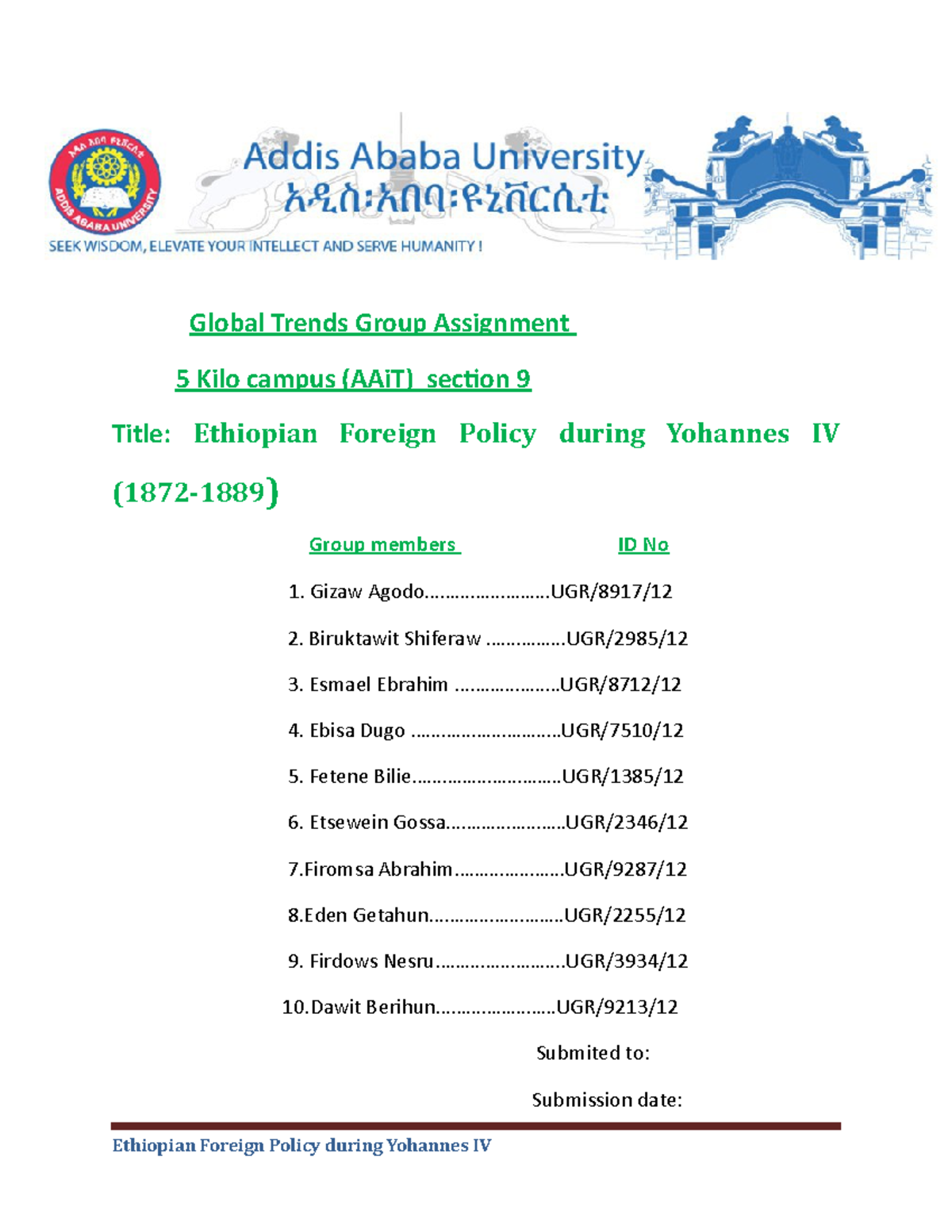 Global assigment final 2nd assignment - Global Trends Group Assignment ...