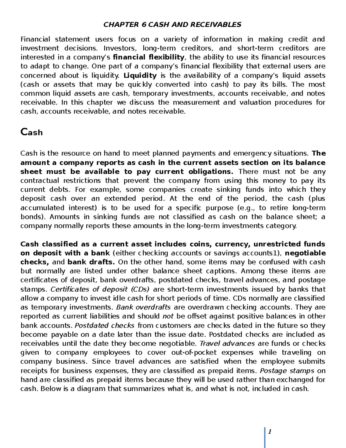 Chapter 6 Cash and Receivables - CHAPTER 6 CASH AND RECEIVABLES ...