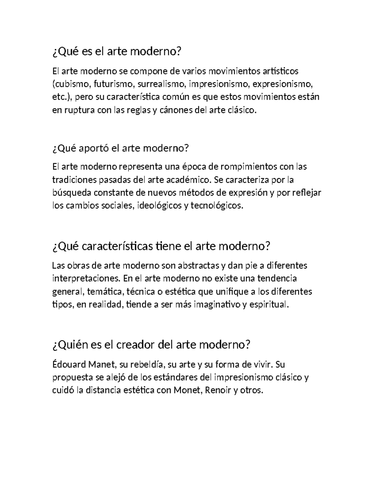 Arte moderno - ARTES - ¿Qué es el arte moderno? El arte moderno se ...