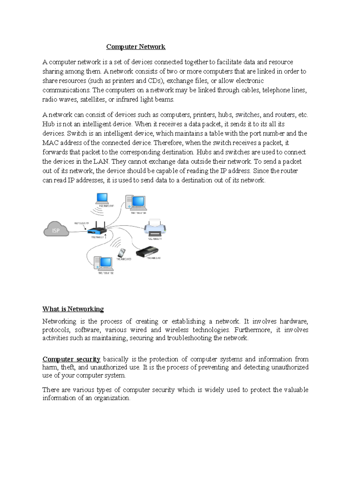 Unit III FOC - Dfggdggvvv - Computer Network A computer network is a ...