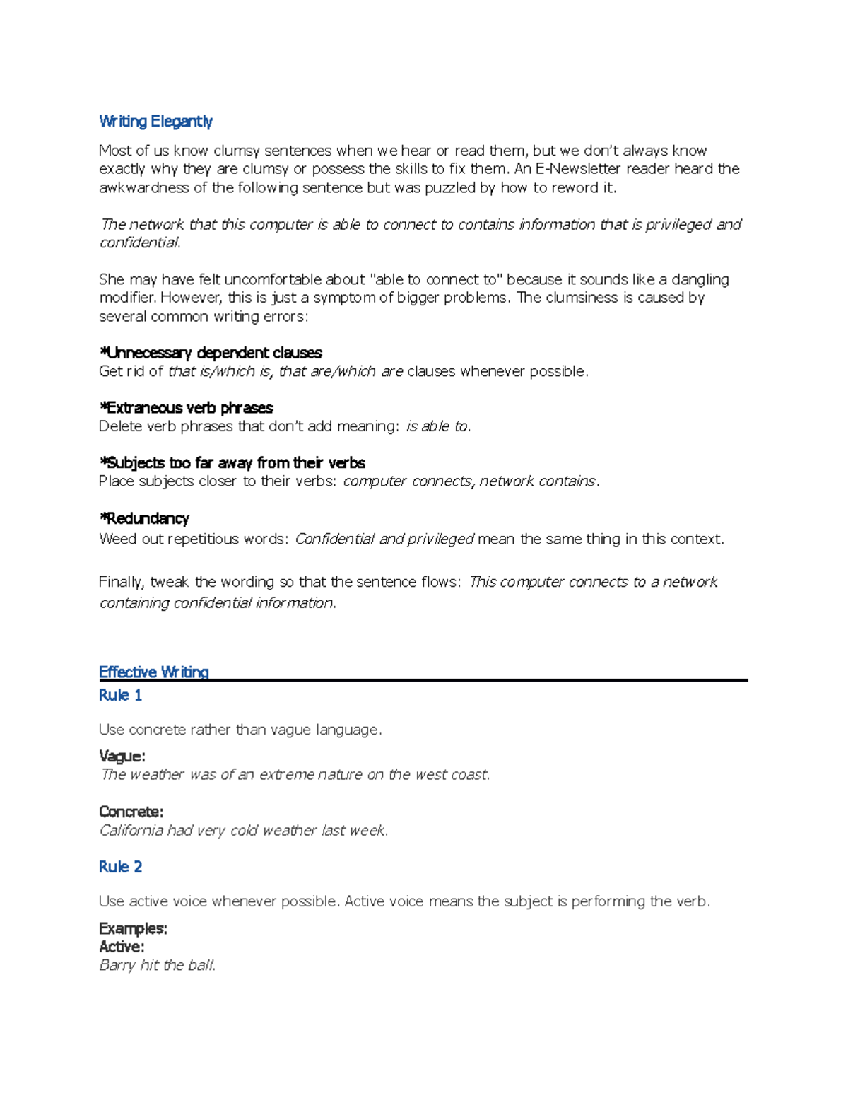 Writing Elegantly - Communication Skills - Writing Elegantly Most of us ...