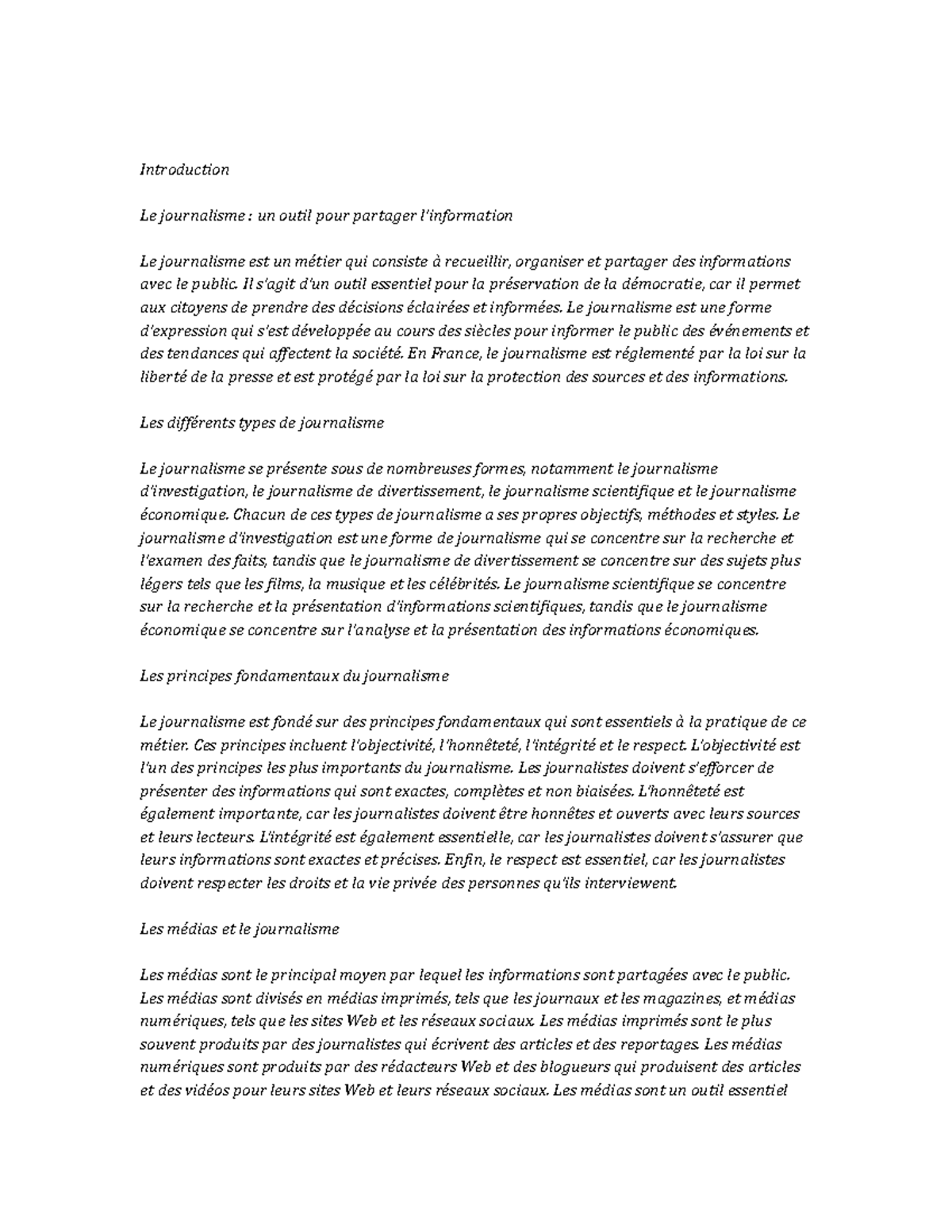 Journalism Study Notes - Introduction Le journalisme : un outil pour ...