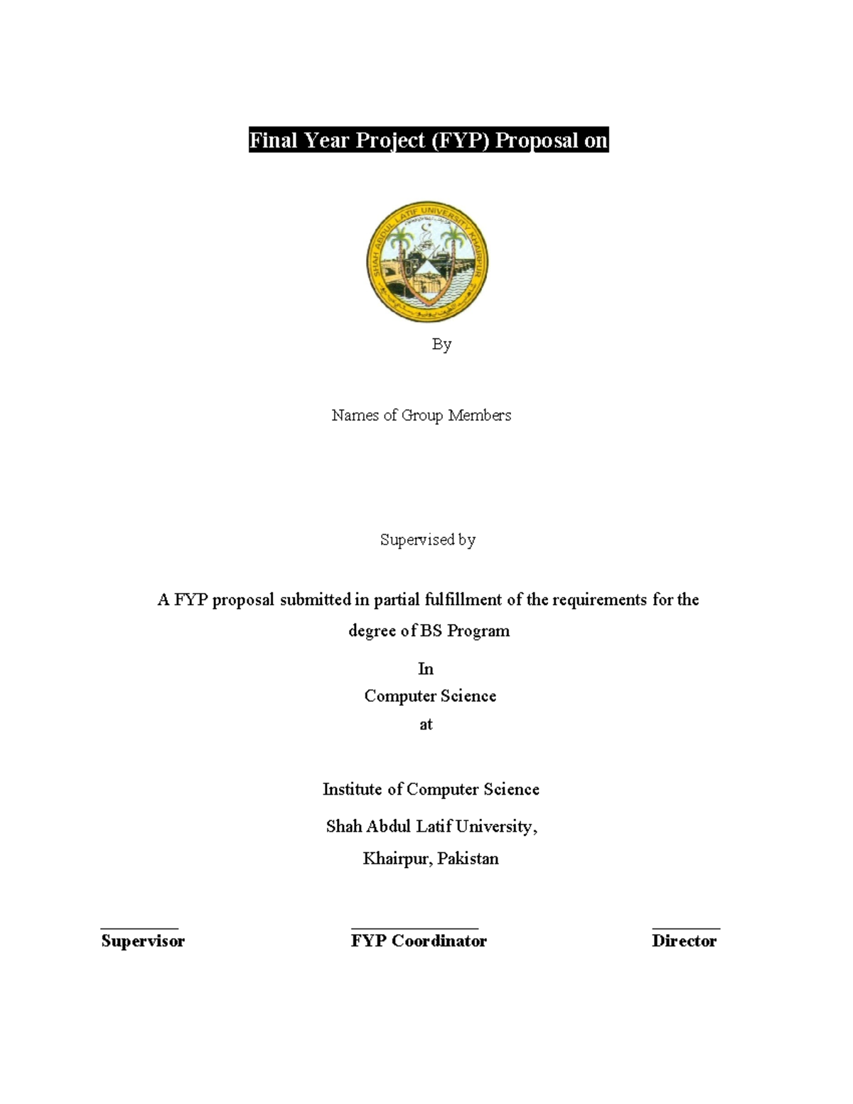 Amir (LMS) P - Good - Final Year Project (FYP) Proposal on By Names of ...