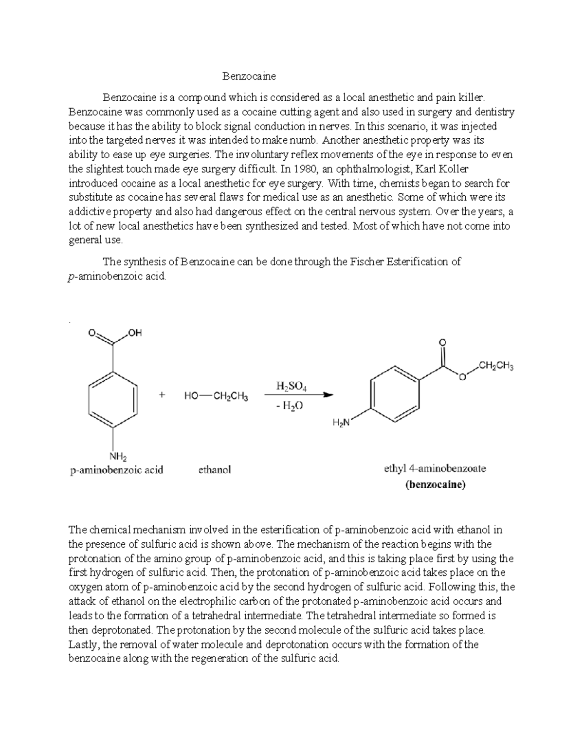 Benzocaine - chem - Benzocaine Benzocaine is a compound which is ...
