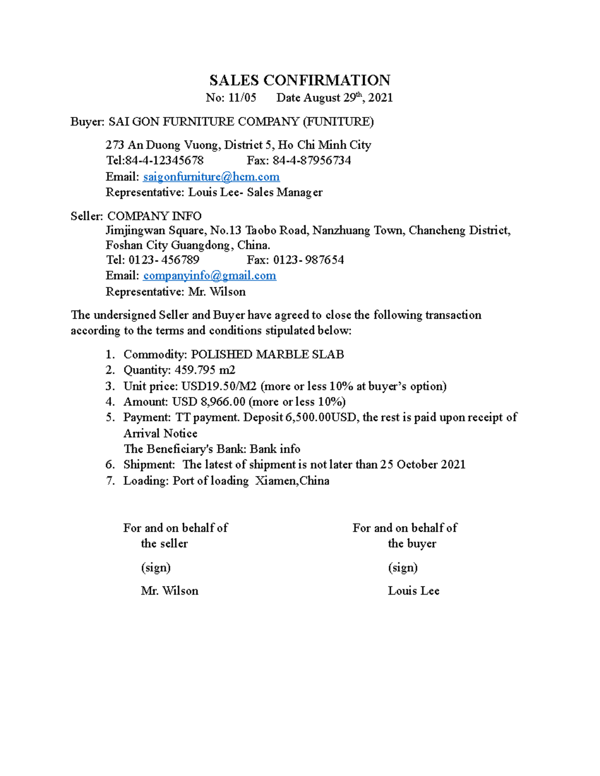 6. Sales Confirmation- hợp đồng thương mại - SALES CONFIRMATION No: 11/ ...