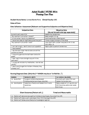 PACU form 2 - This document is done after going to the PACU unit. It ...