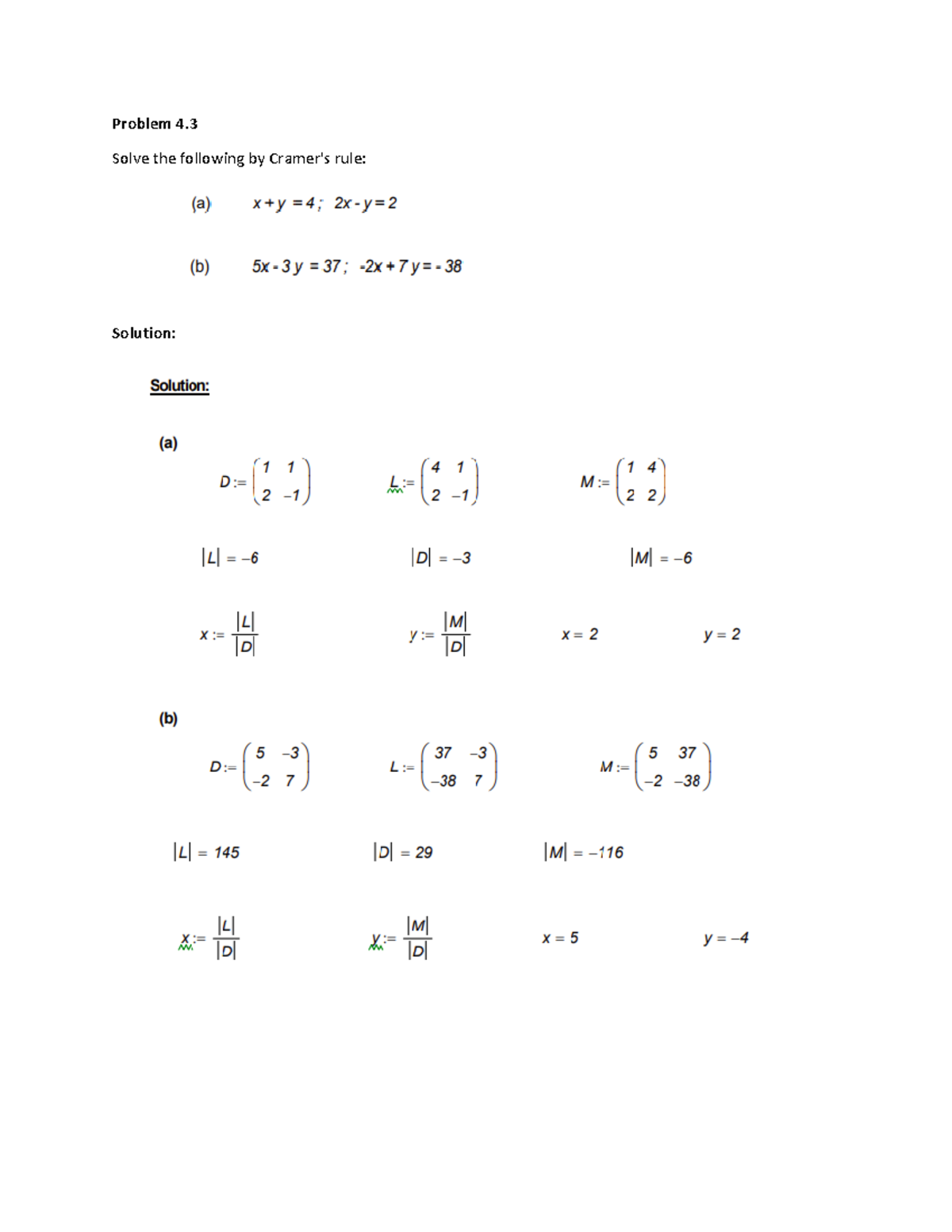 Part 1-Chapter 4 (linear algebra) solutions - GENG_2200 - Solve the ...