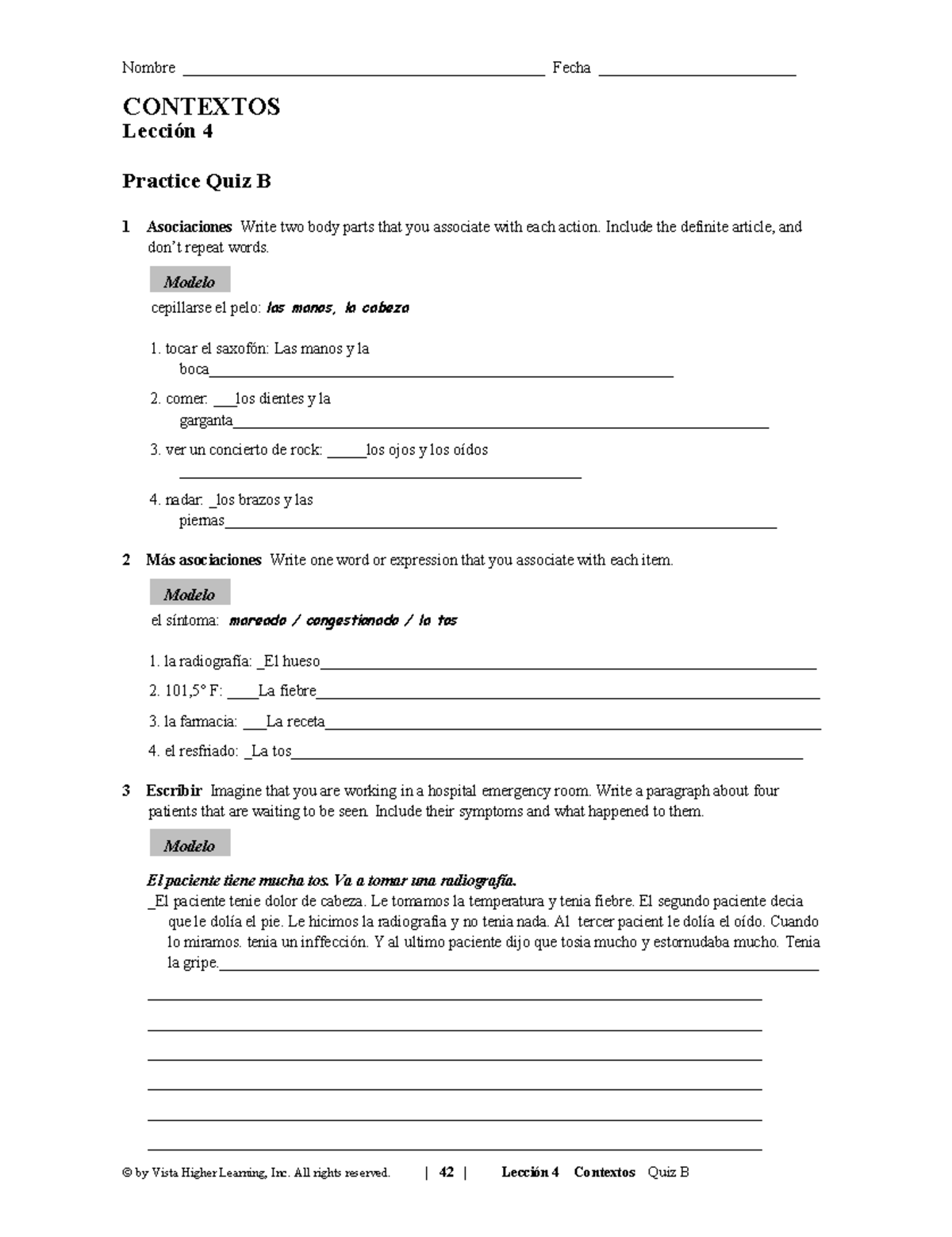 Chapter Vocab Practice Quiz B-1 - Nombre ...