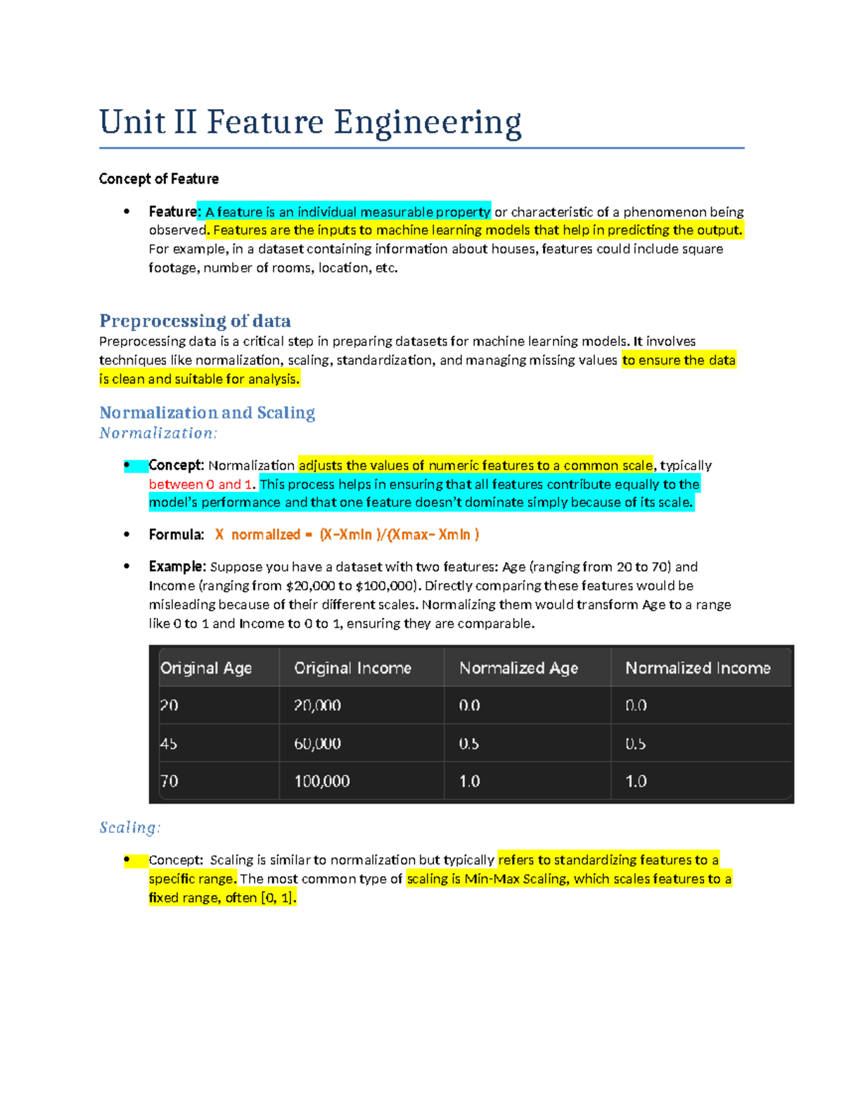 Unit II Feature Engineering - Unit II Feature Engineering Concept of Feature Feature: A feature ...