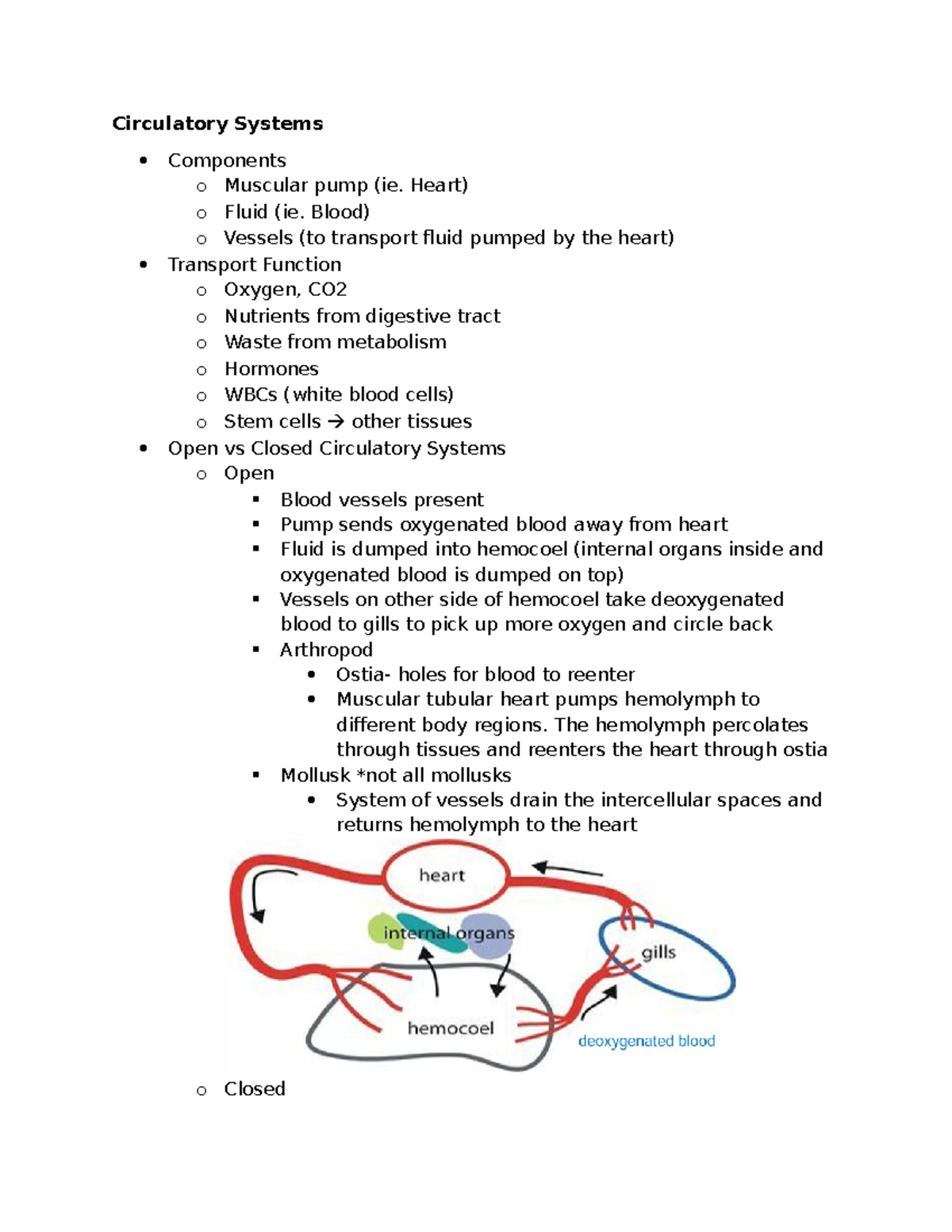 Exam 2 Study Guide - Circulatory Systems Components o Muscular pump (ie ...
