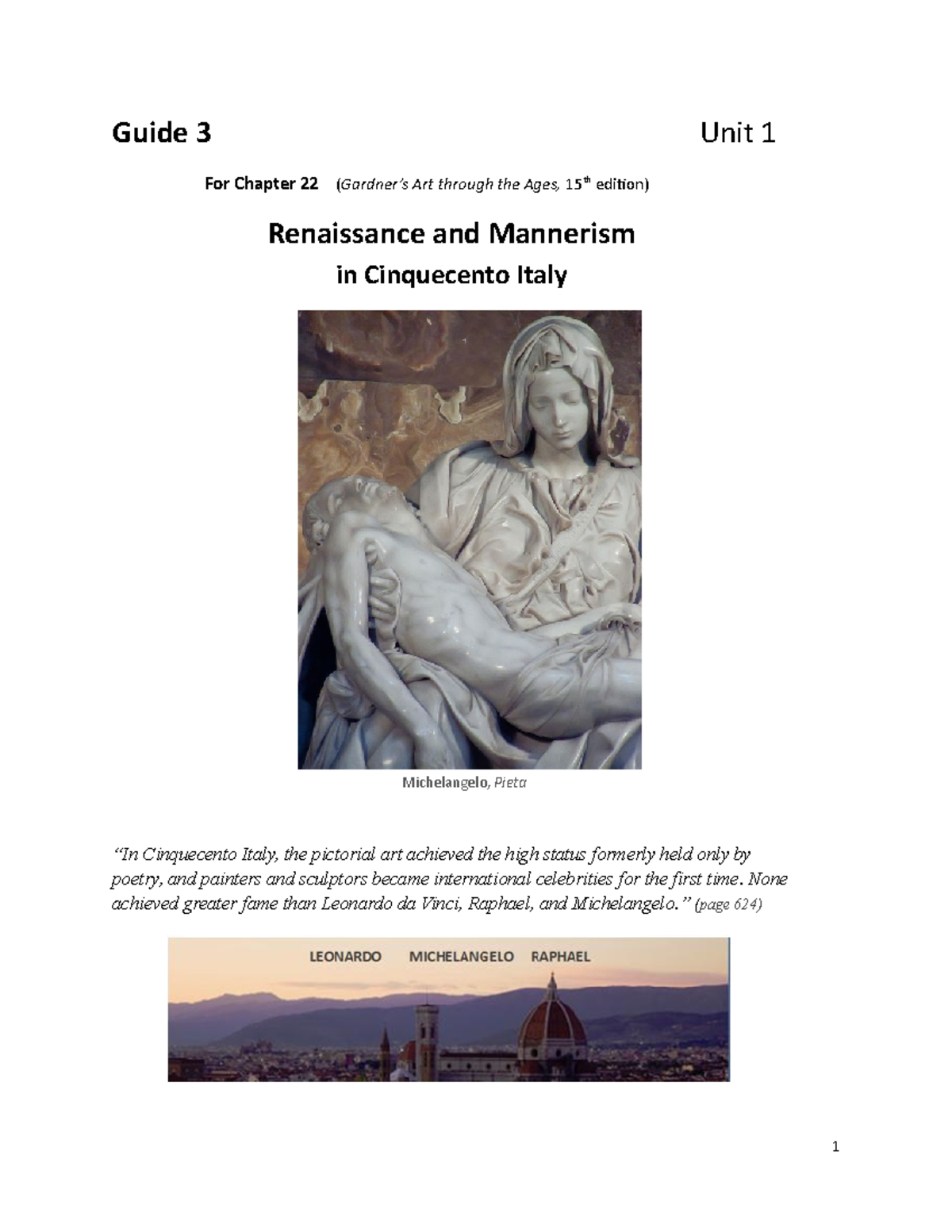 G-3 Renaissance-in-Cinquecento-Italy-1 - Guide 3 Unit 1 For Chapter 22 ...