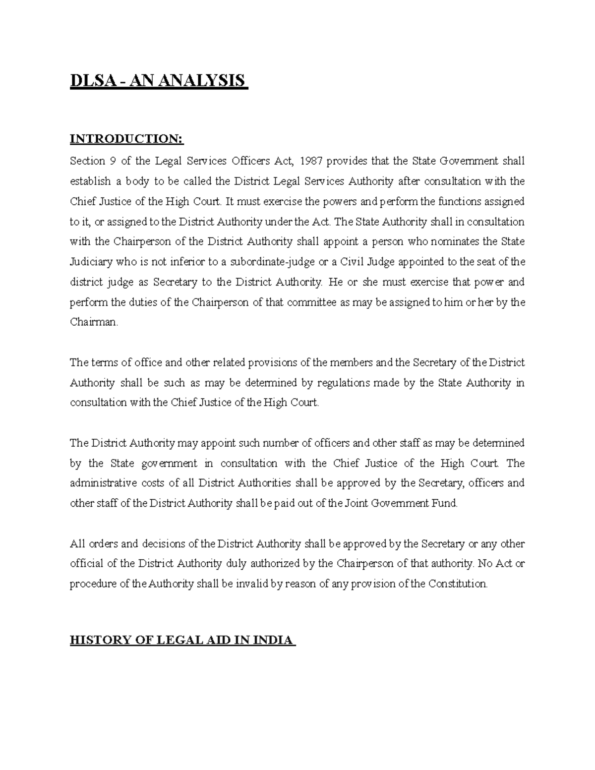 district Legal Service Authority- an analysis - DLSA - AN ANALYSIS ...