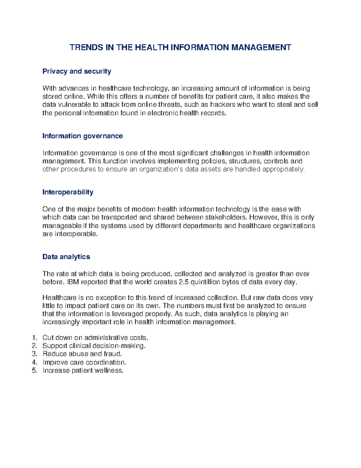 Trends in The Health Information Management - TRENDS IN THE HEALTH ...