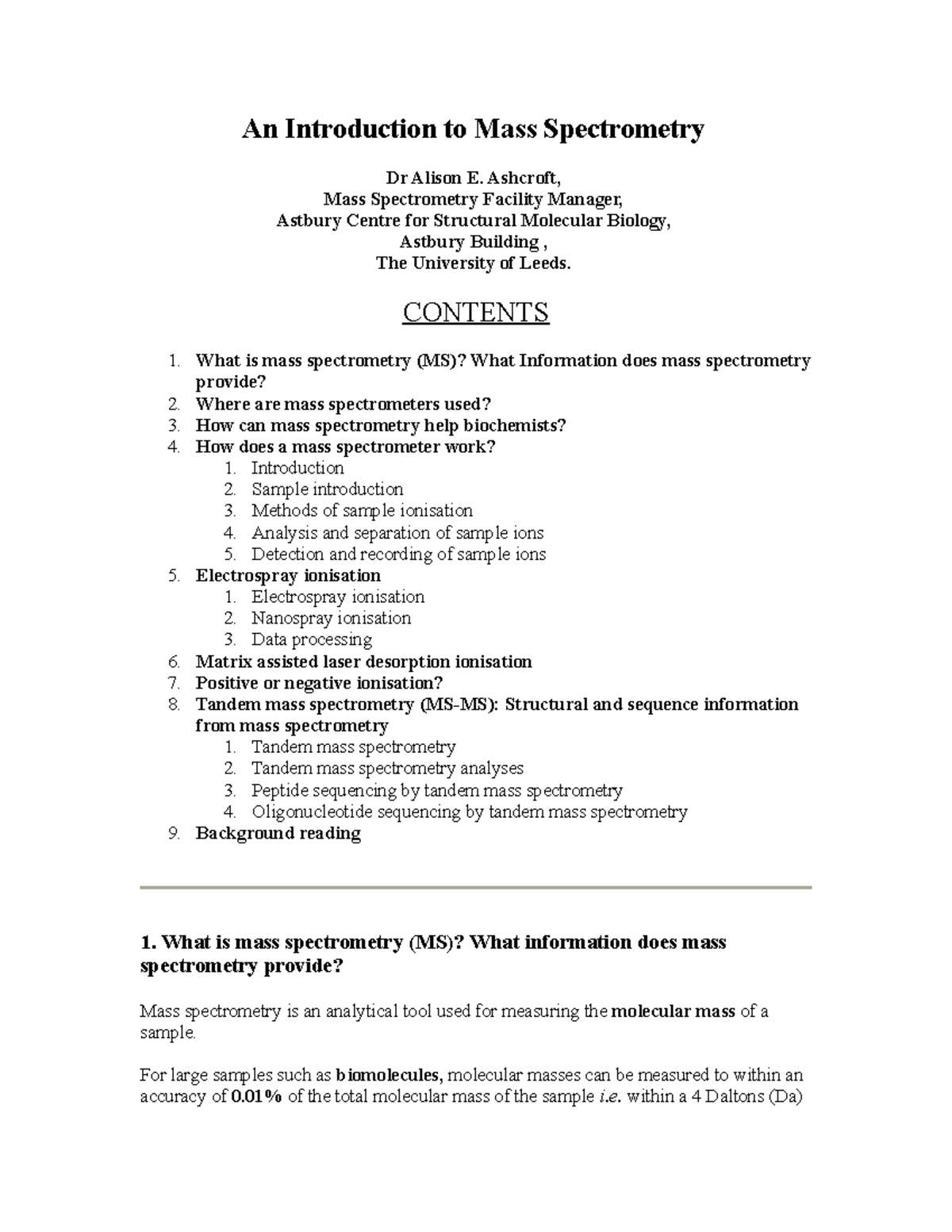 Mass Spectrometry a detailed notes with instrumentation - An ...