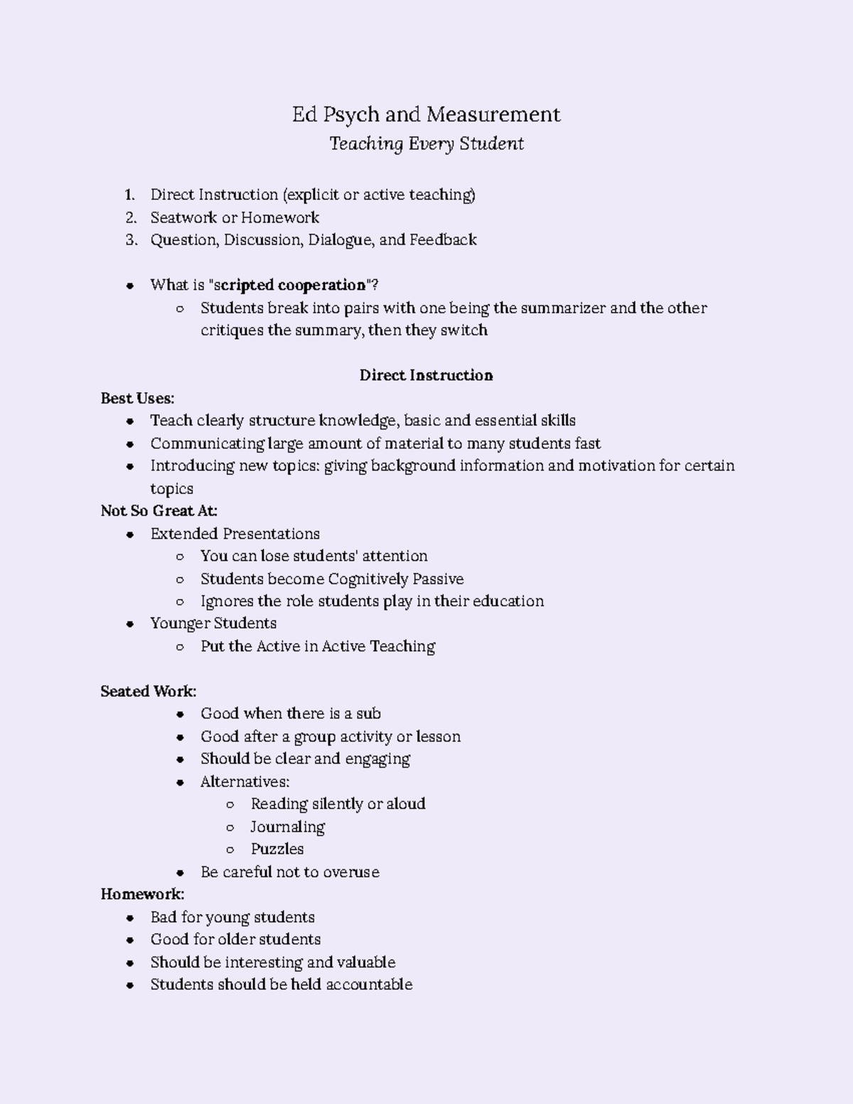 Ed Psych and Measurement Teaching Every Student II - Direct Instruction ...