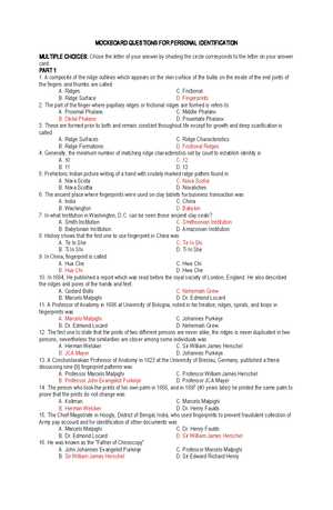 Personal Identification post test - PERSONAL IDENTIFICATION By: Prof ...
