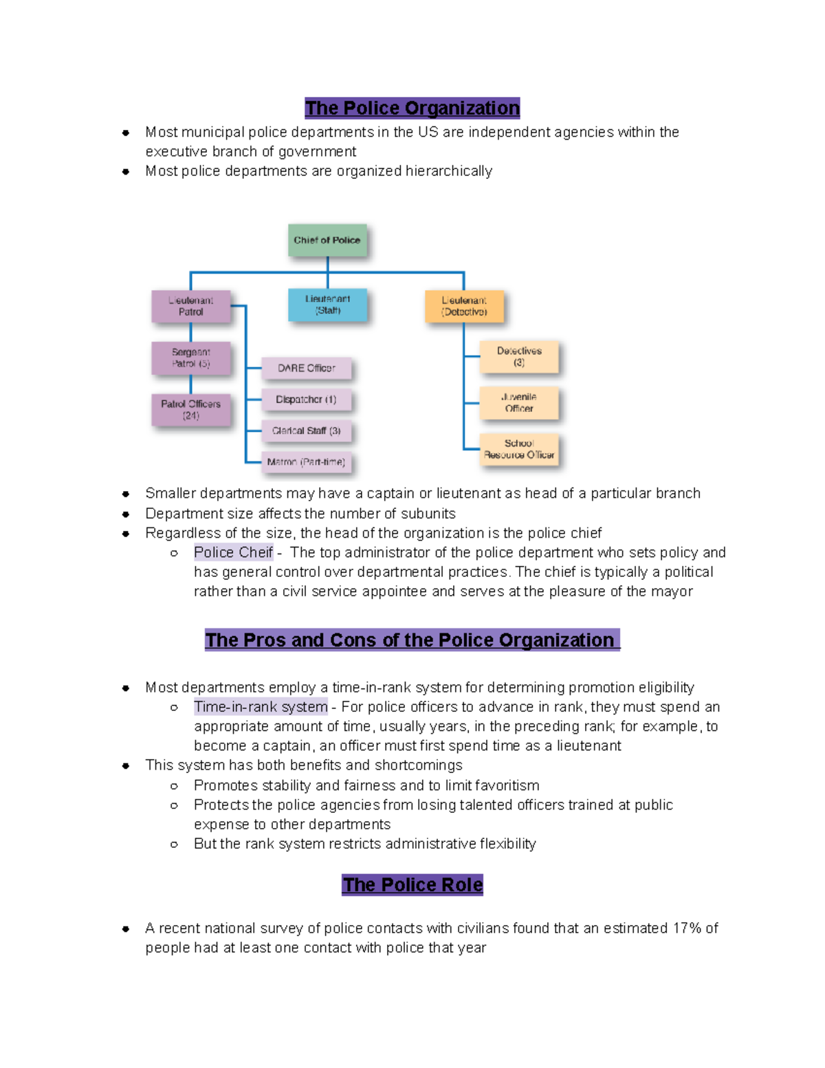 Chapter 5 The Police Role and Function - The Police Organization Most ...