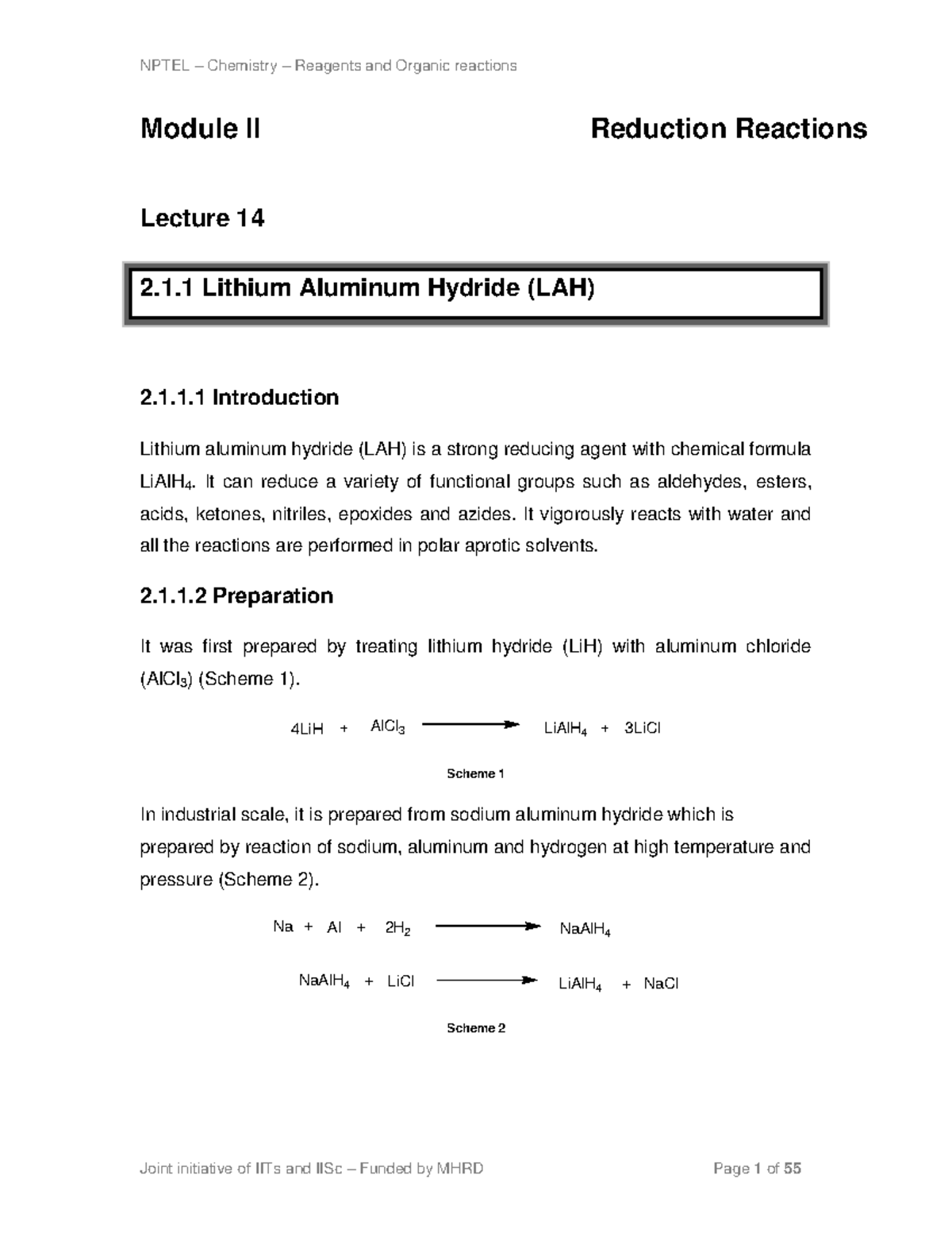 Reduction Reactions with Lithium Aluminum Hydride (LAH) - Studocu